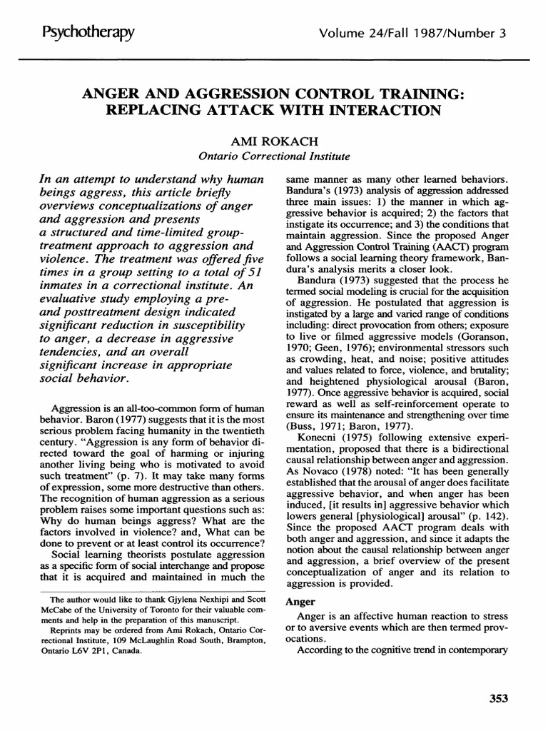 Anger and Aggression Control Training PDF | PDF | Anger | Aggression