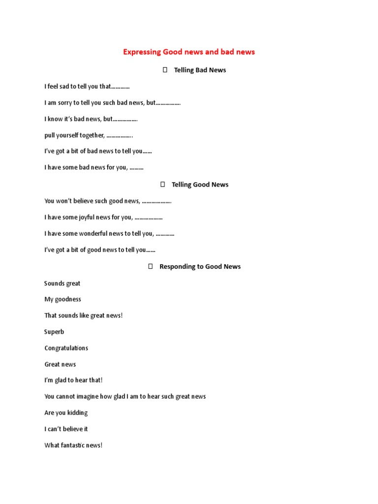 Communicating Good and Bad News | PDF | Cooking, Food & Wine | Self ...