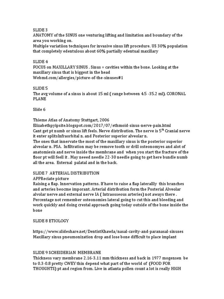 NOTES SINUS LIFT PP Presentation | PDF | Dental Implant | Human Head ...