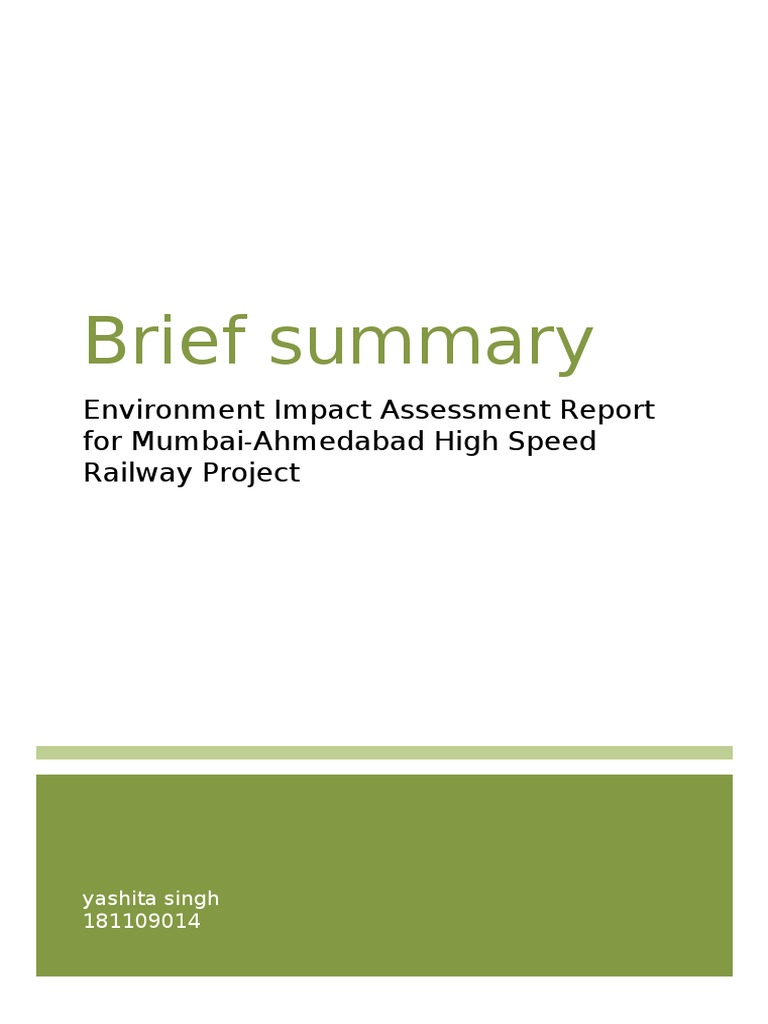 Brief Summary: Environment Impact Assessment Report For Mumbai ...