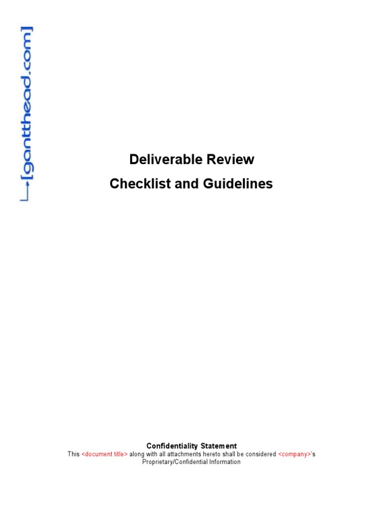 Deliverable Review Checklist and Guidelines: Confidentiality Statement ...