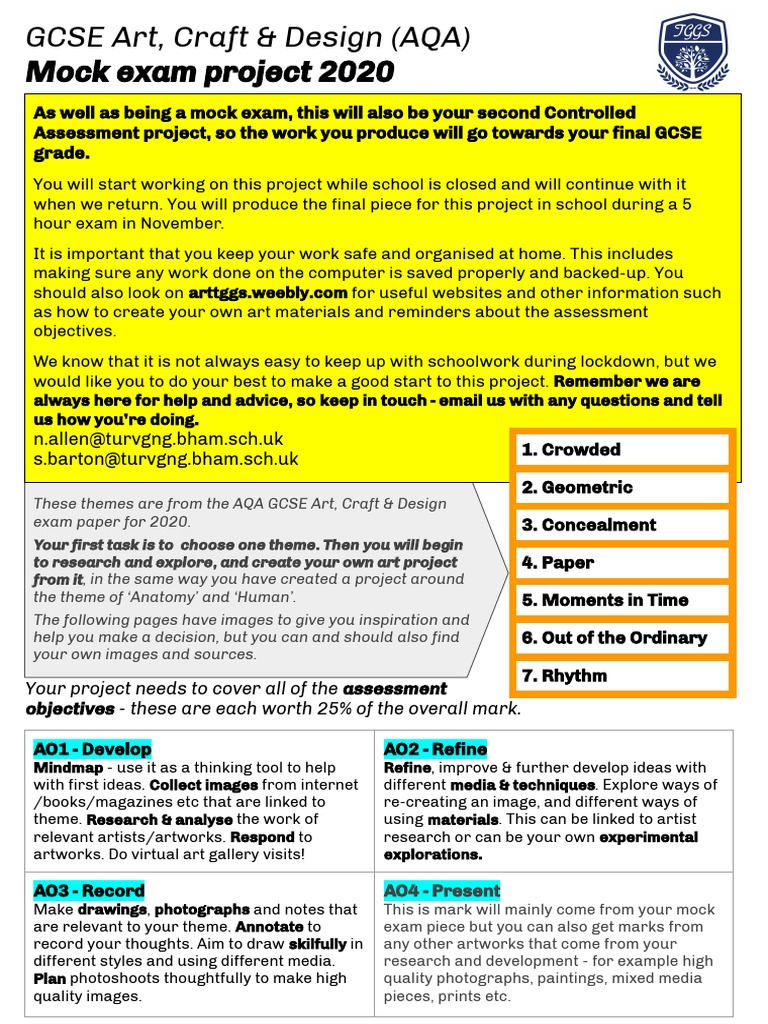 Gcse Art Craft Design Aqa Mock Exam Project 2020 1 | PDF | Collage ...