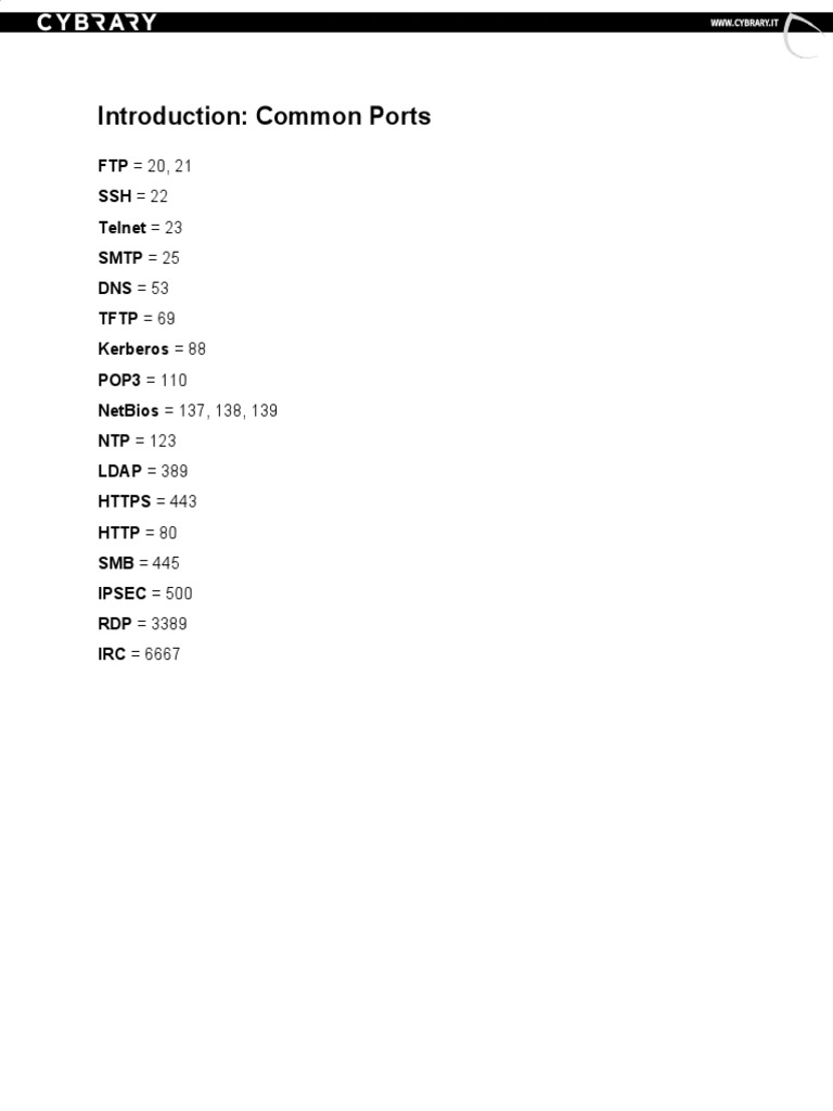 Introduction Common Ports PDF | PDF