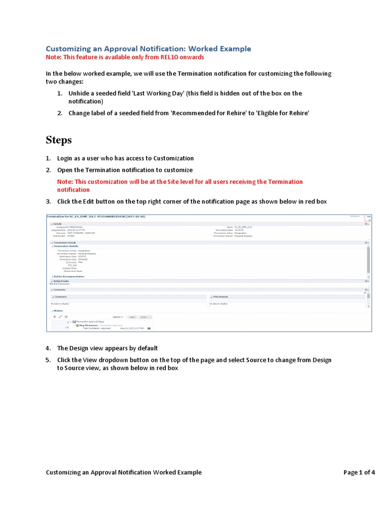 Steps: Customizing An Approval Notification: Worked Example | PDF | Business