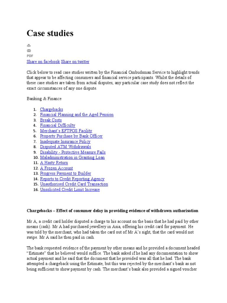Case Studies | PDF | Financial Transaction | Banks