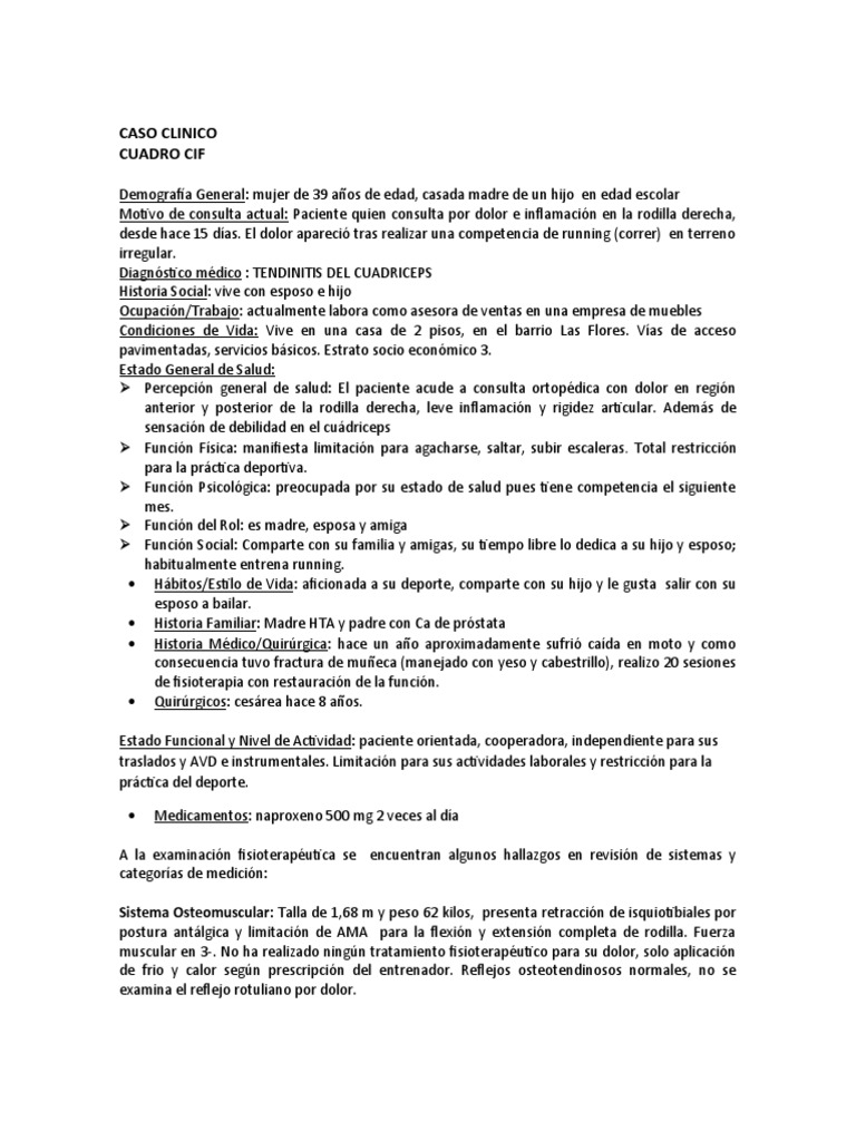Caso Clinico Cuadro Cif | PDF | Rodilla | Corriendo