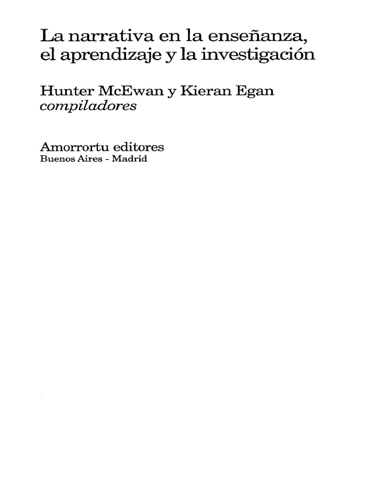 Mcewan Hunter Y Egan Kieran - La Narrativa en La Enseñanza El ...