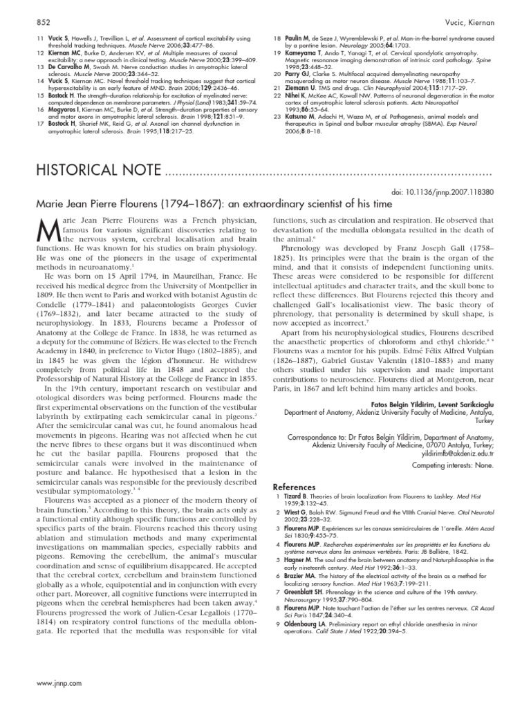 Historical Note: Marie Jean Pierre Flourens (1794-1867) : An ...