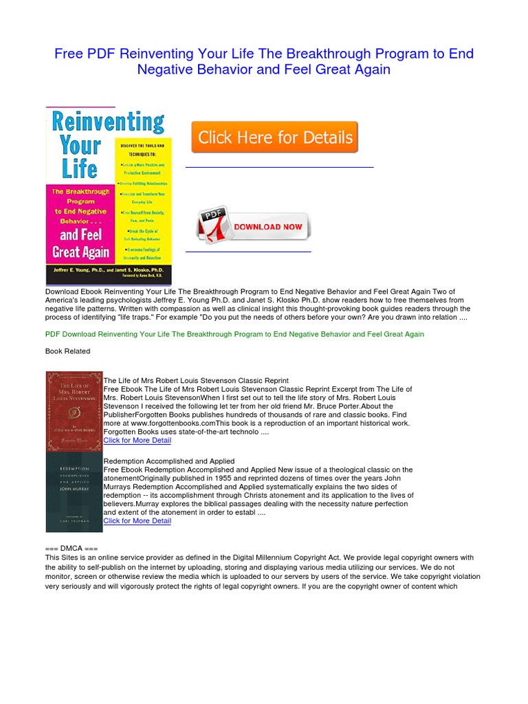 Reinventing Your Life The Breakthrough Program To End Negative Behavior and Feel Great Ag ...