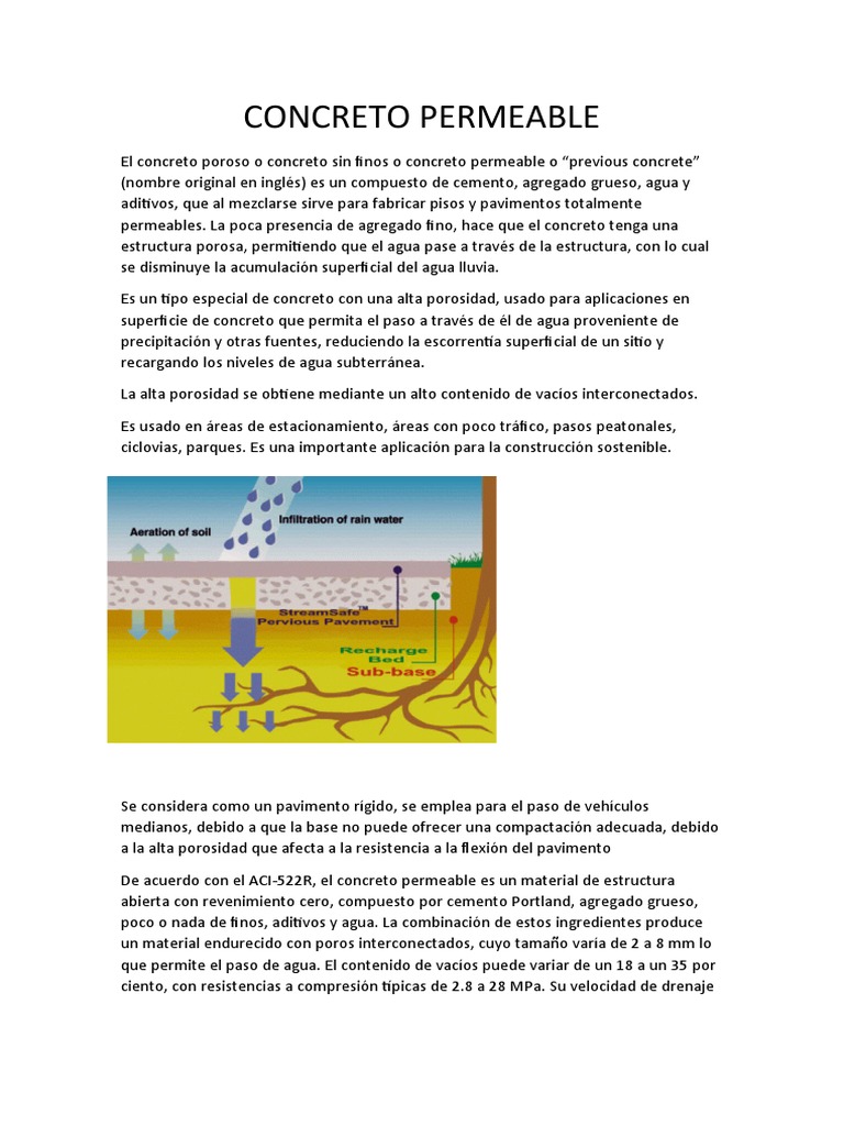 Concreto Permeable: Ventajas y Propiedades | PDF | Permeabilidad ...