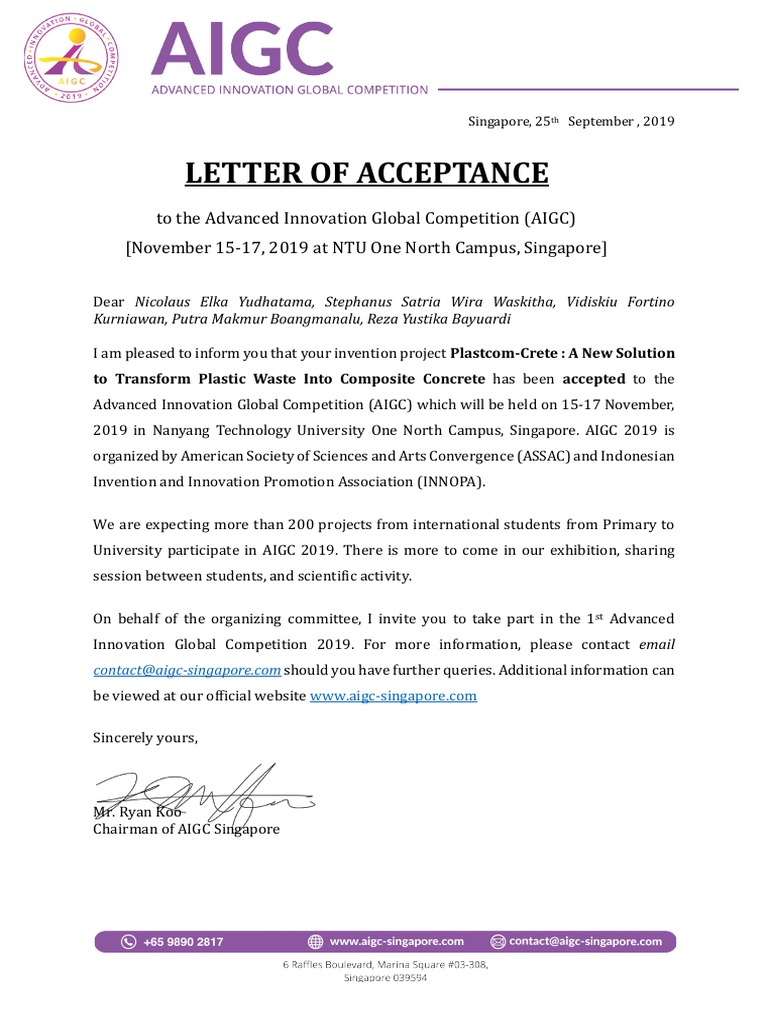 AIGC 2019 Acceptance Letter | PDF | Business