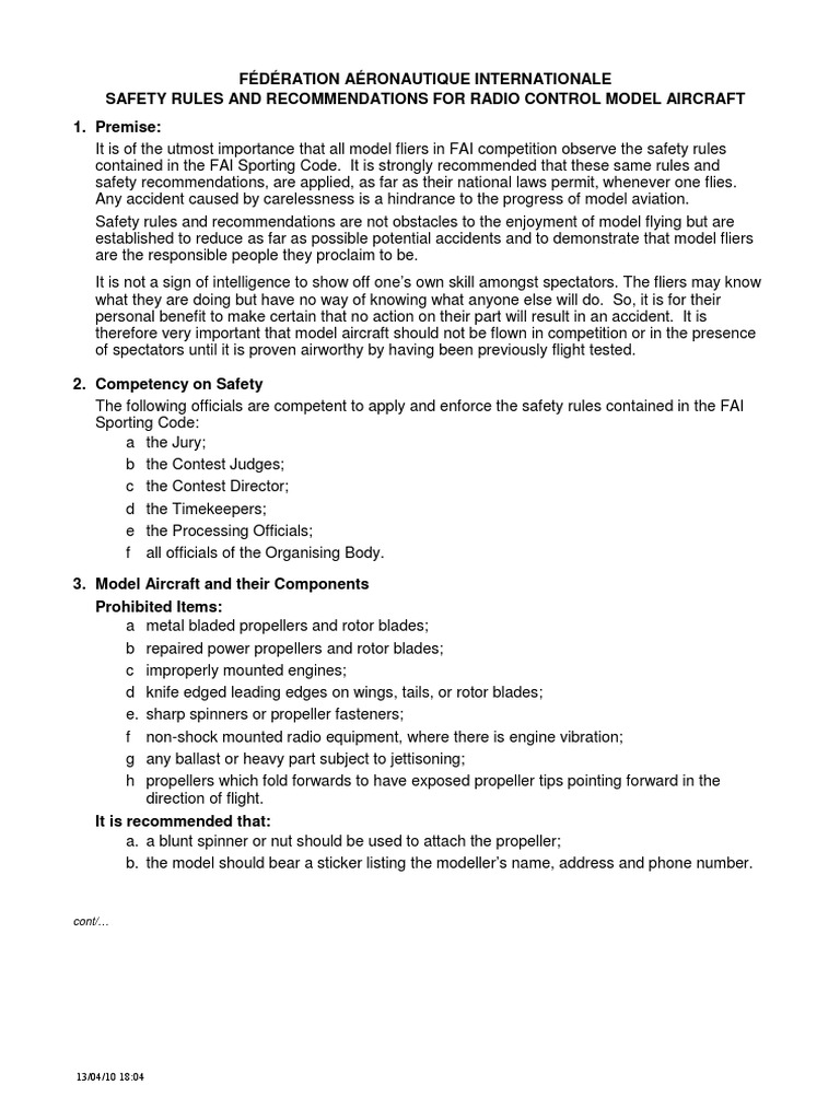 Safety Guidelines for RC Model Flying | PDF | Aircraft | Transport