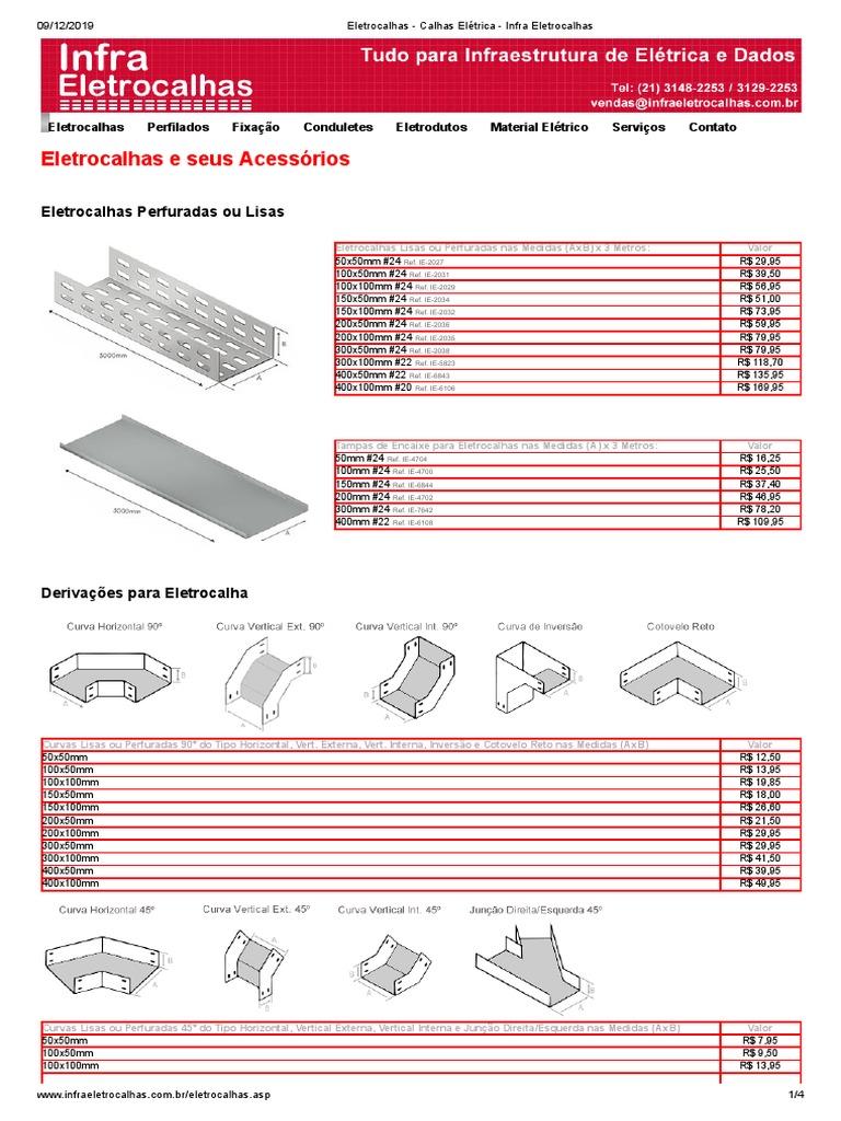 Eletrocalhas - Calhas Elétrica - Infra Eletrocalhas | PDF