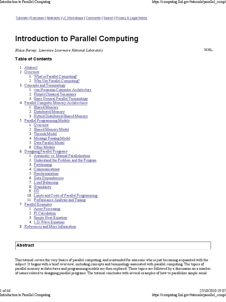 Introduction To Parallel Co Download Free Pdf Parallel Computing