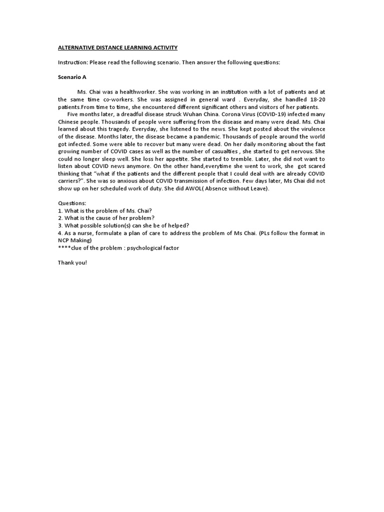 Alternative Distance Learning Activity | PDF