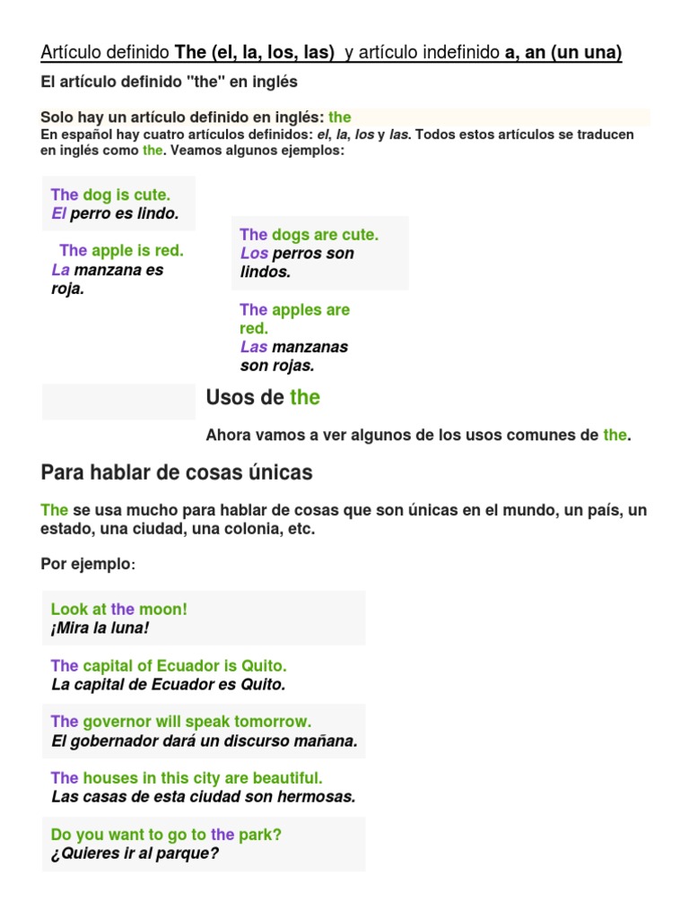 Artículo Definido The | PDF