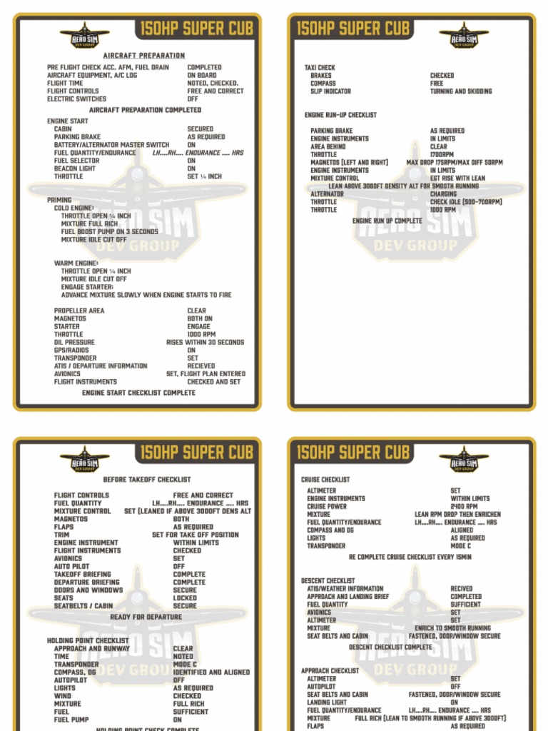 ASDG Super Cub 150HP Checklist | PDF