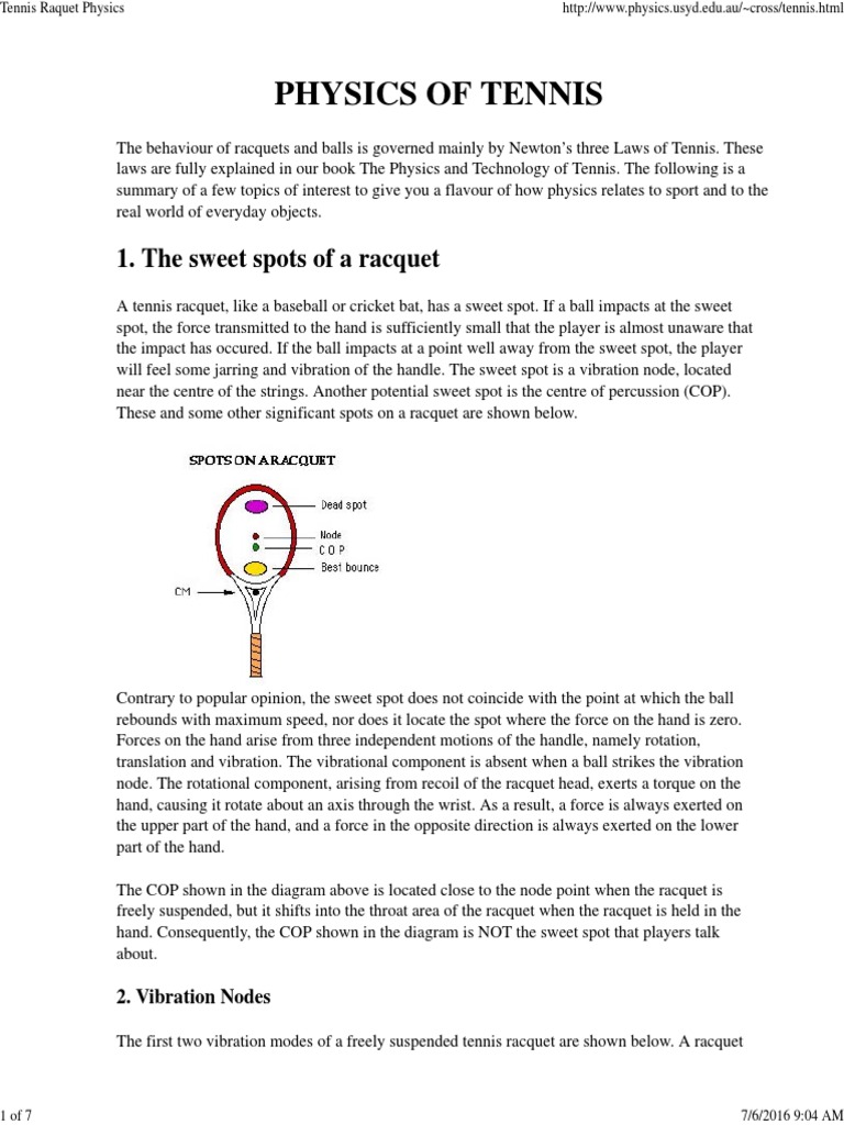 Physics of Tennis Raquets | PDF | Normal Mode | Force