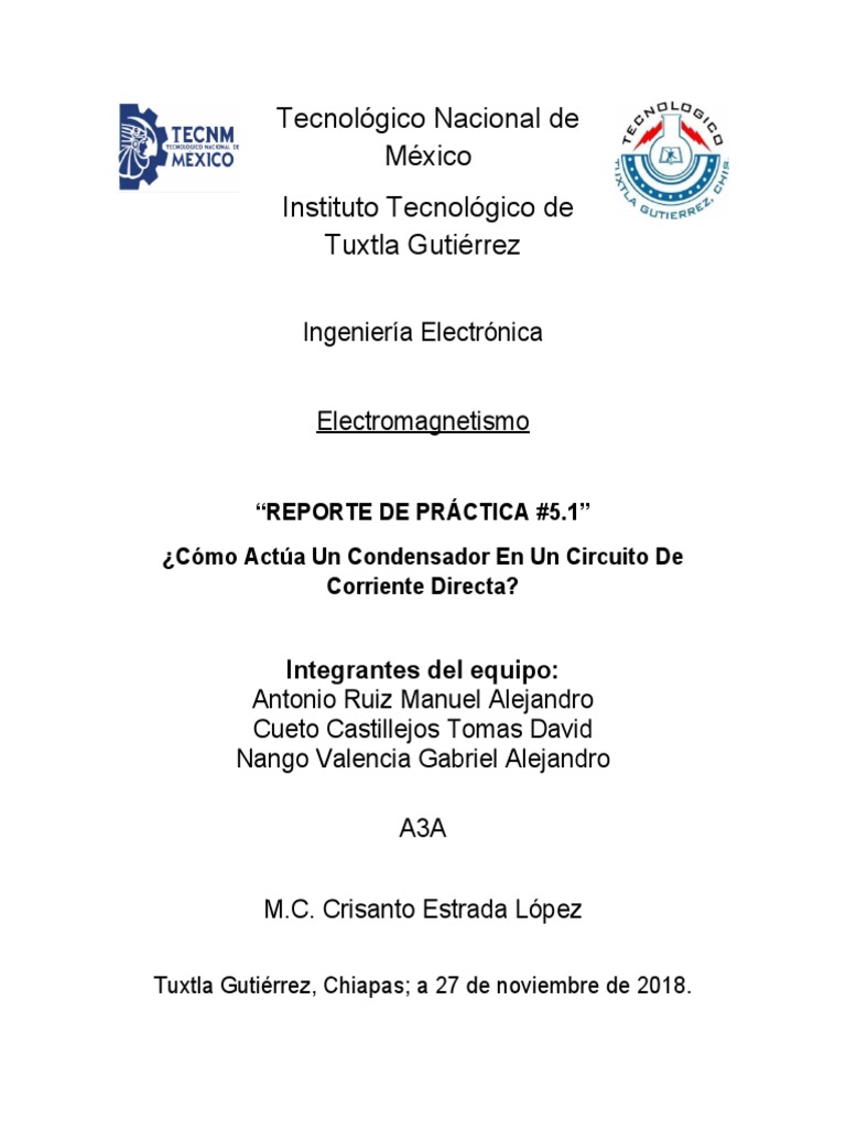 PRACTICA-5.1 Electro | PDF | Condensador | Corriente eléctrica