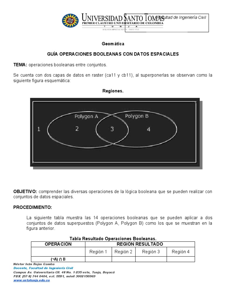 Guia Operaciones Booleanas | PDF | Álgebra de Boole | Enseñanza de ...