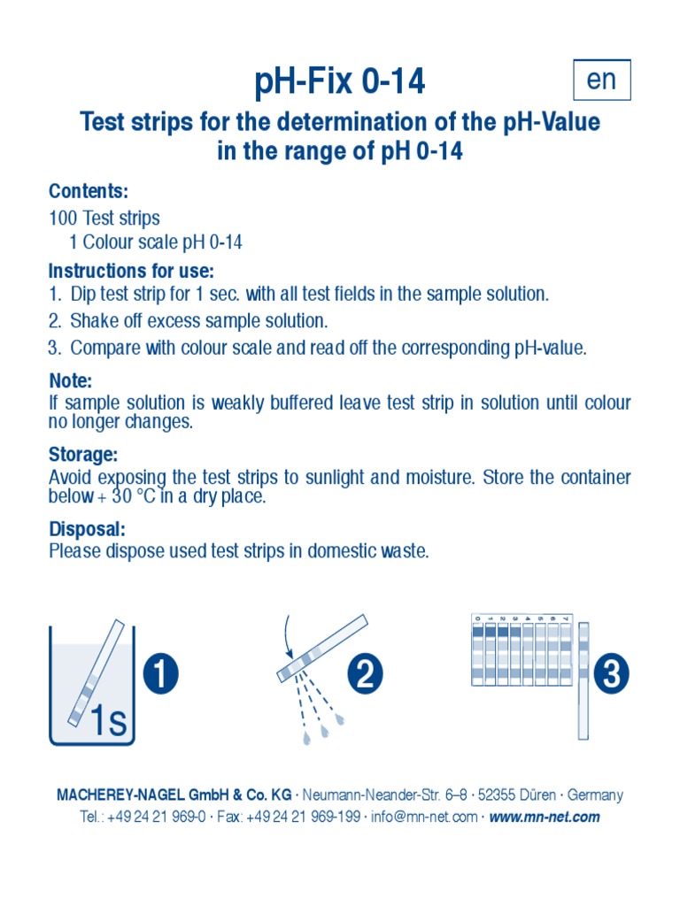 pH-Fix 0-14 Test Strip Instructions | PDF