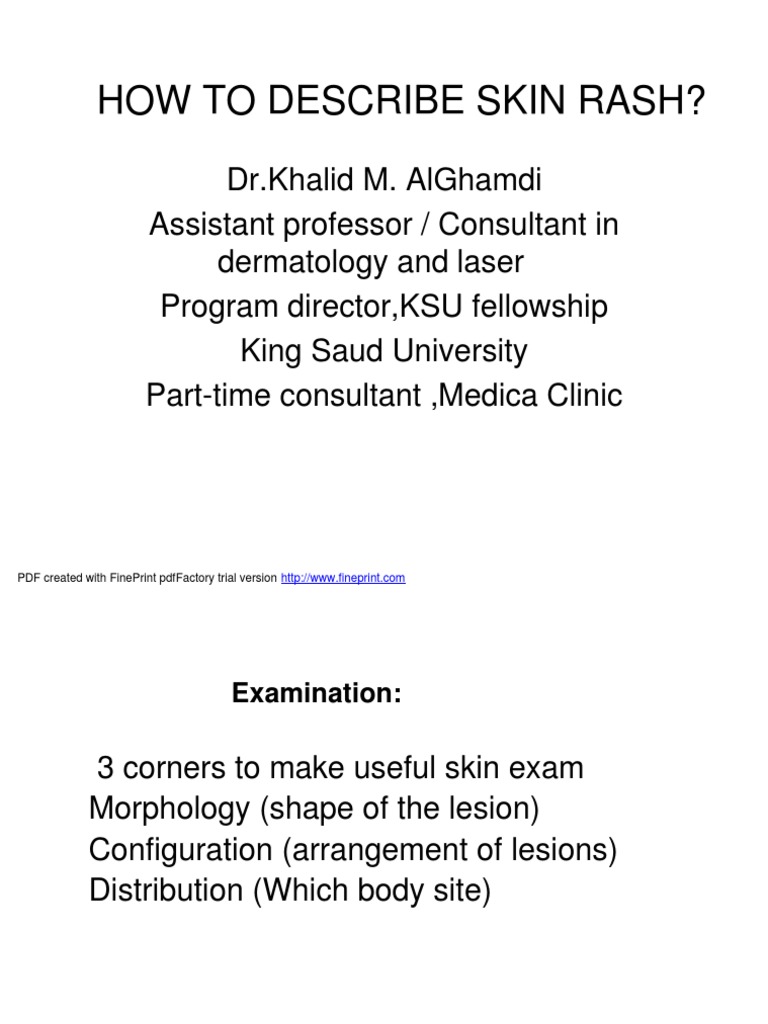 How To Describe Skin Rash PDF | PDF | Scar | Skin
