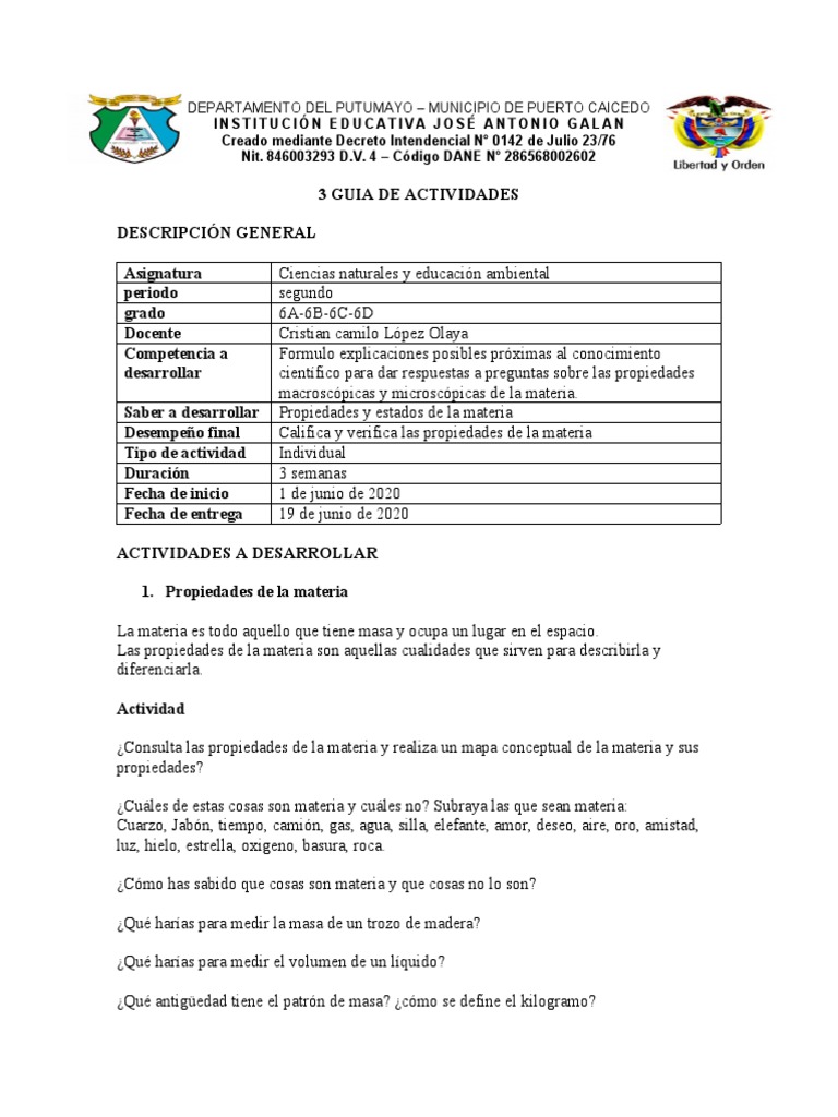 3 Guia Propiedades y Estados de La Materia | PDF | Importar | Gases