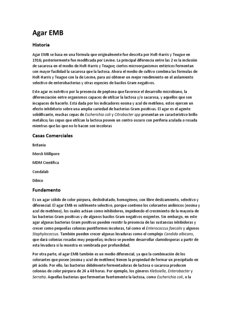 Agar EMB | PDF | Microbiología | Biología