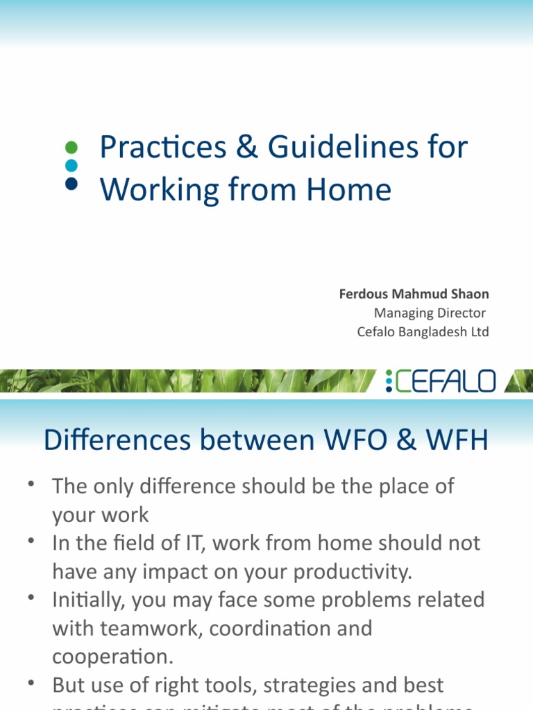 Practices & Guidelines For Working From Home | PDF | Communication ...