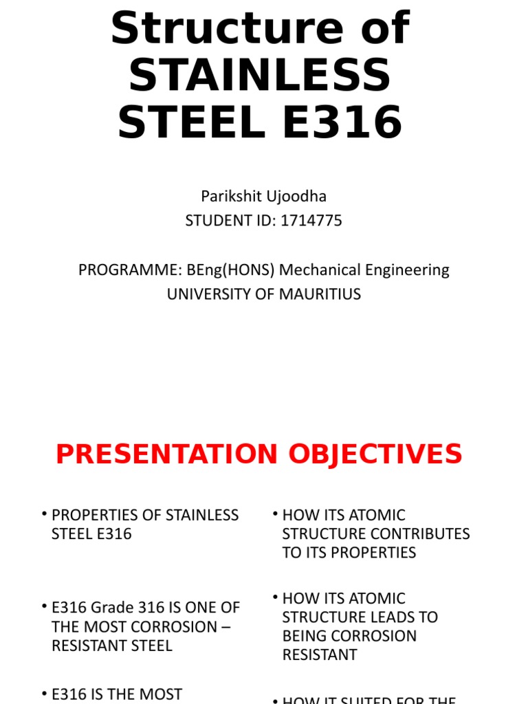 Atomic Structure of STAINLESS STEEL E316 | PDF | Stainless Steel | Steel