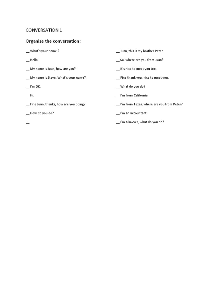 Conversation 1 Organize The Conversation | PDF