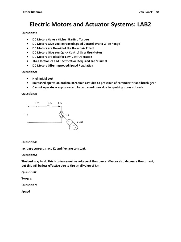 Electric Motors and Actuator Systems: LAB2 | Download Free PDF ...
