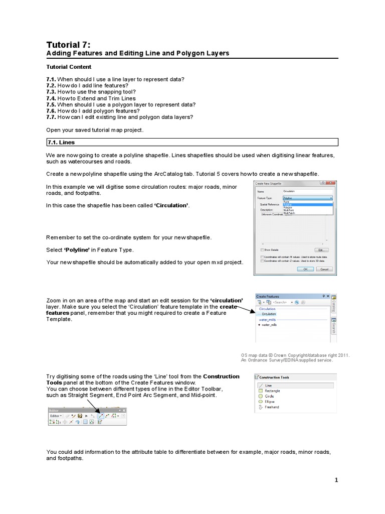 Tutorial 7:: Adding Features and Editing Line and Polygon Layers | PDF | Ordnance Survey ...