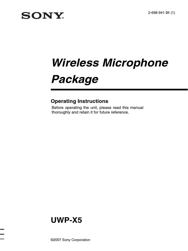 Sony UTX-B1 | PDF | Radio | Microphone