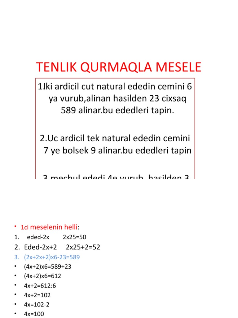 Tenlik Qurmaqla Mesele Helli | PDF