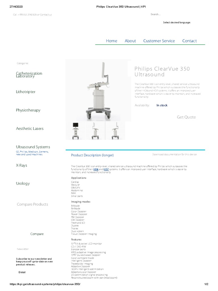 FT3 - Philips ClearVue 350 Ultrasound - KPI | PDF | Medical Ultrasound ...