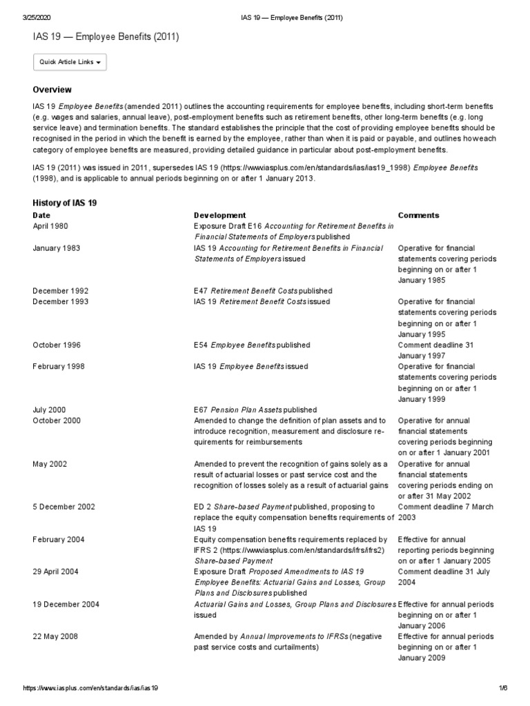 IAS 19 - Employee Benefits (2011) | PDF | Defined Benefit Pension Plan ...