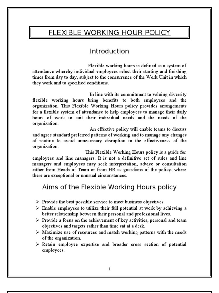 Flexible Working Hour Policy | PDF | Employee Retention | Telecommuting