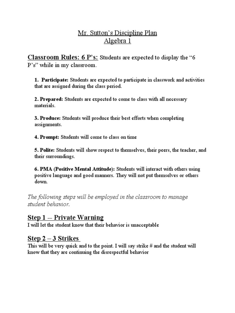 Discipline Plan | PDF