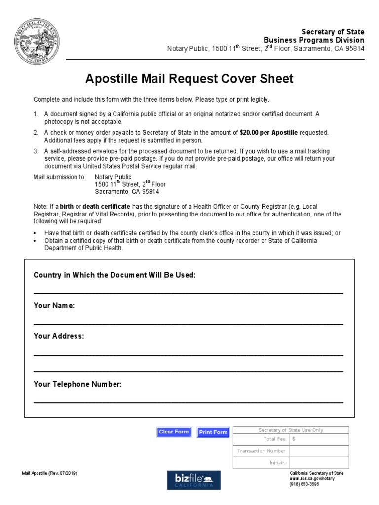 Apostille-Request-Form 2 PDF | PDF | Mail | Notary Public