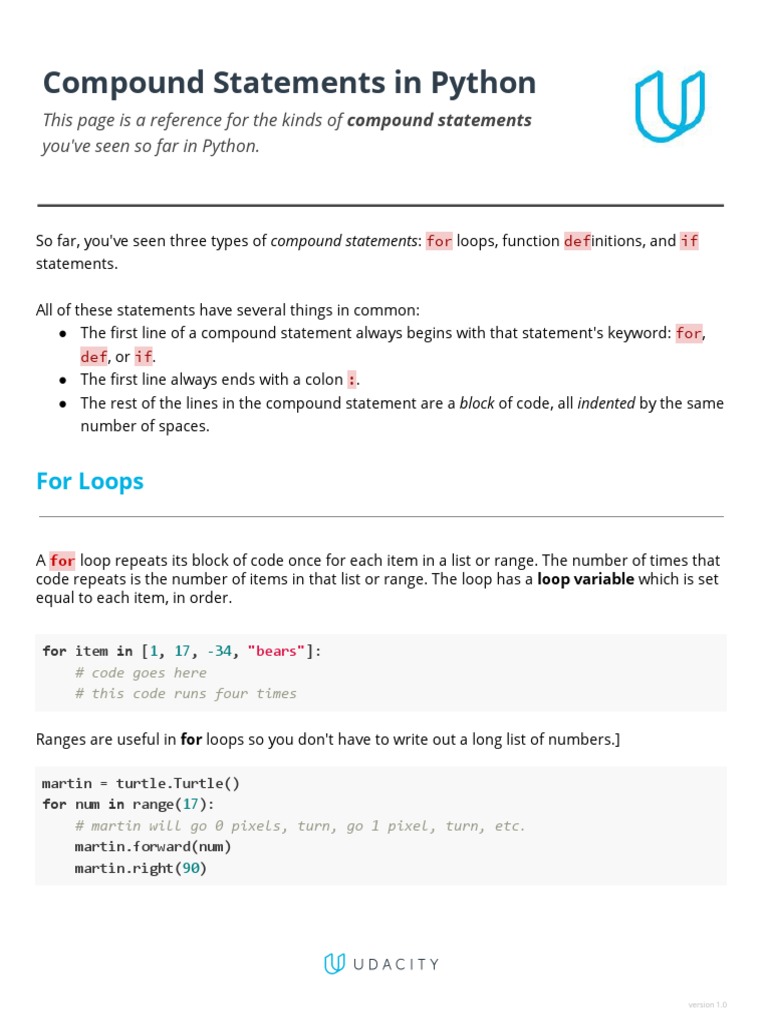 Ipnd Reference Sheet Python Compound Statements PDF | PDF | Control Flow | Notation
