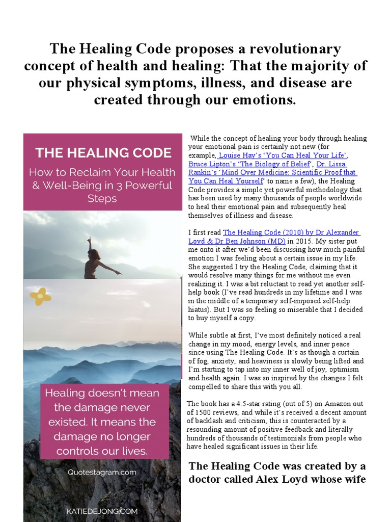 The Healing Code Proposes A Revolutionary Concept of Health and Healing ...