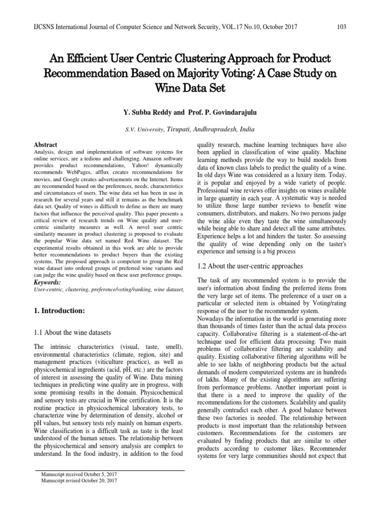 An Efficient User Centric Clustering Approach For Product Recommendation Based On Majority ...