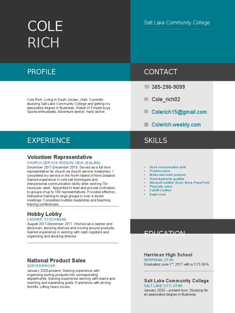 Coles Resume - May 3rd 2020 | PDF | Business