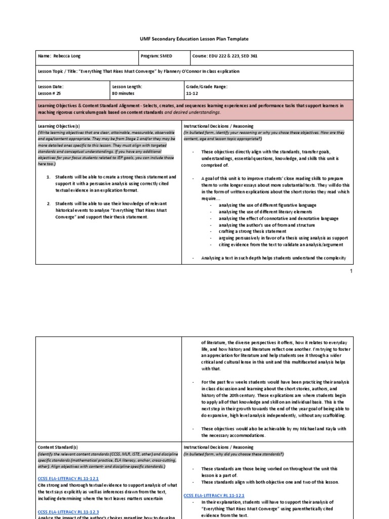 Inclusive Lesson Plan Two | PDF | Educational Assessment | Lesson Plan