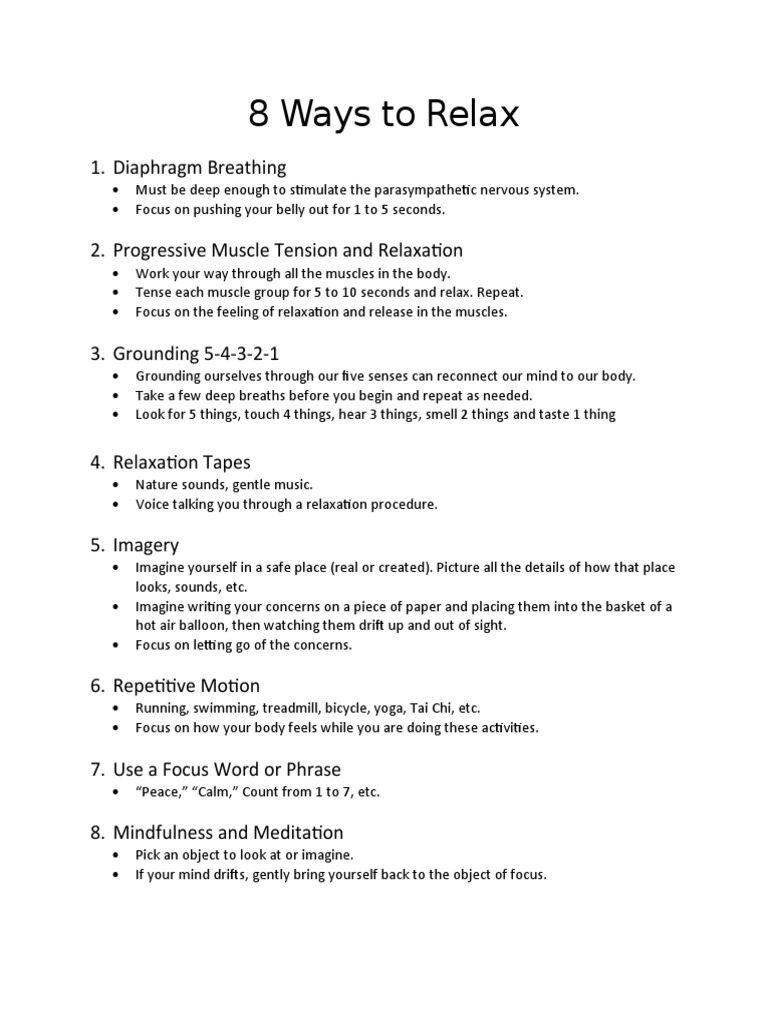 8 Ways To Relax | PDF