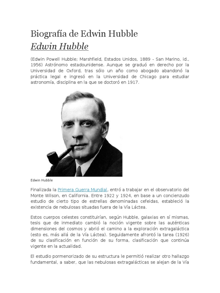 Biografía de Edwin Hubble | PDF | Big Bang | Universo
