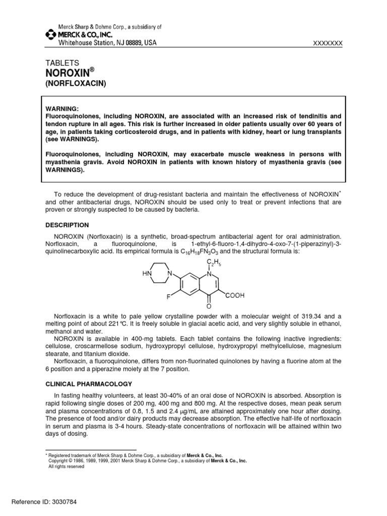 Noroxin: (Norfloxacin) | Download Free PDF | Medicine | Clinical Medicine