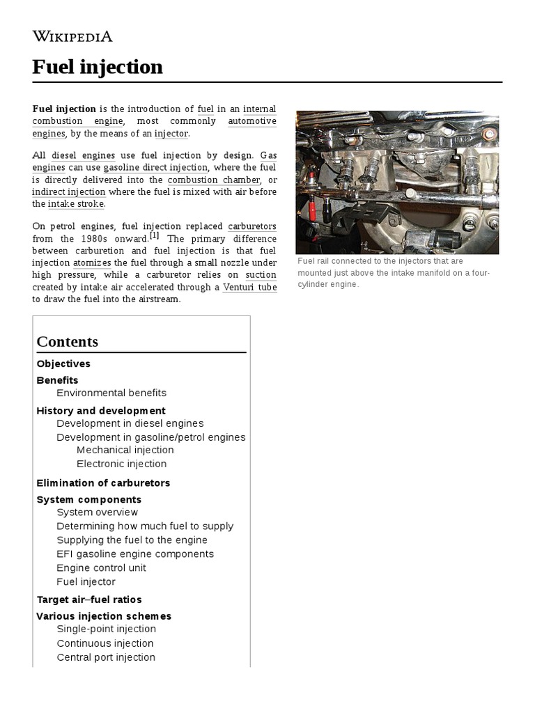 Fuel Injection Fuel Injection Is The Introduction Of Fuel In An