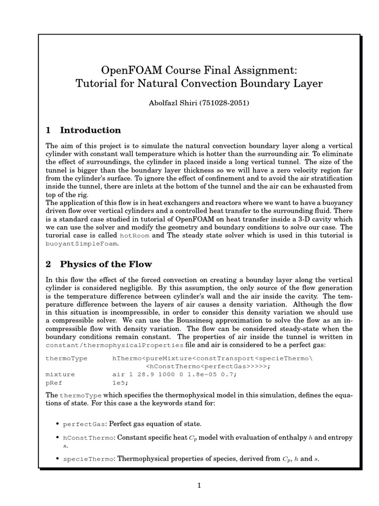 Openfoam Course Final Assignment: Tutorial For Natural Convection Boundary Layer | PDF ...